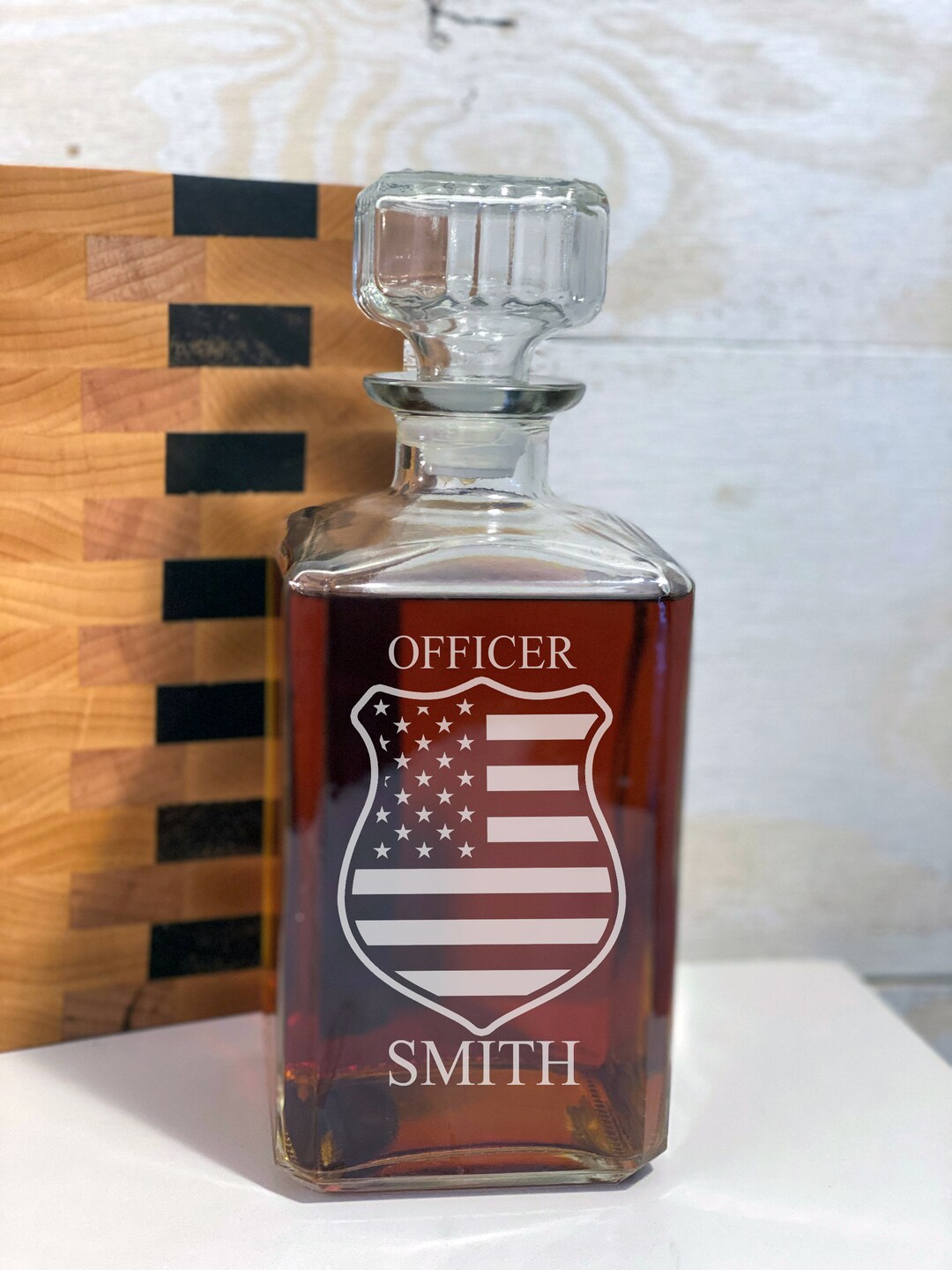 Personalized Engraved Police Whisky Decanter Bourbon Scotch American ...