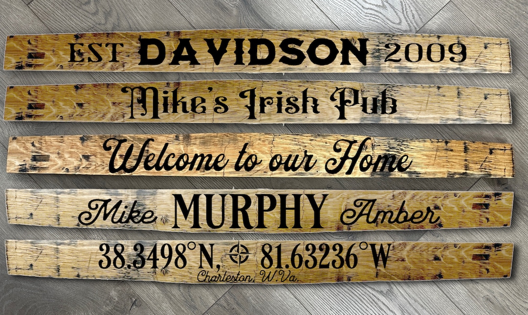 Engraved Bourbon Barrell Stave Sign, Personalized, Monogrammed, Whisky ...