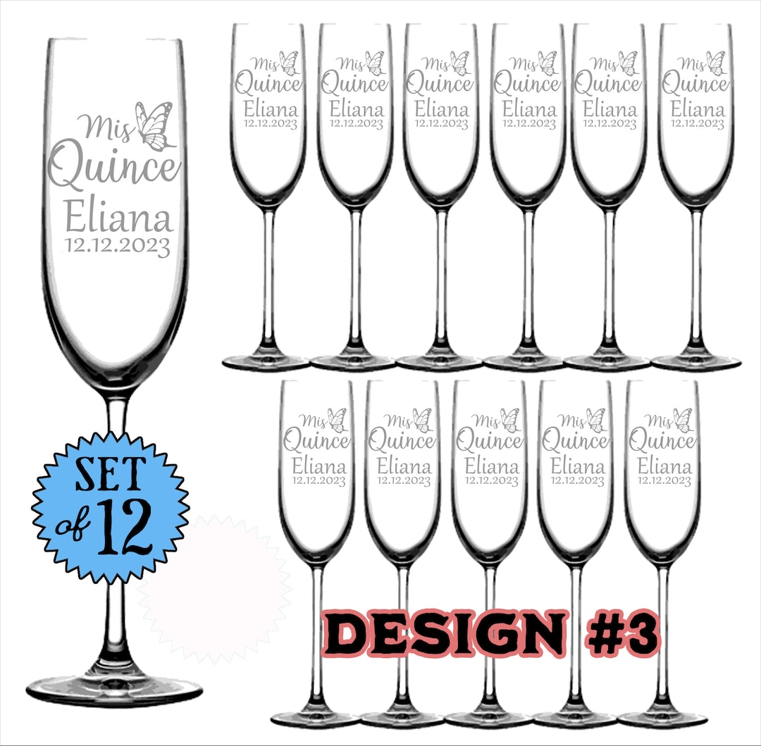 Mis Quince Años Copas Brindis Champagne Flutes - Set of 12 ...