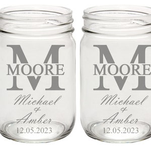 Split Font Monogrammed - Personalized Wedding Mason Jars -set of 2 ...