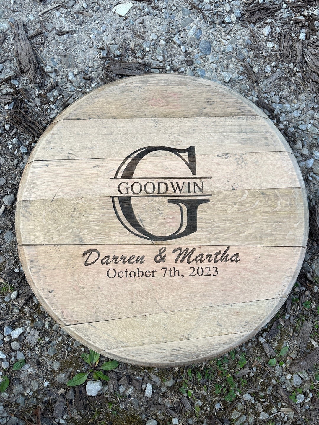 Engraved Wedding Sign Guest Book Bourbon Barrell Head, Personalized ...