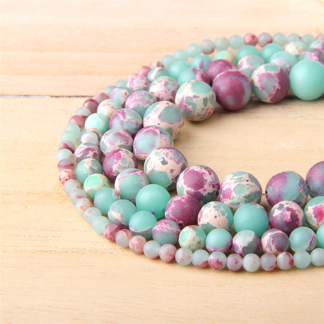 Gemstone Green & Violet Shoushan Stone Beads Jasper Beads Aqua - Etsy