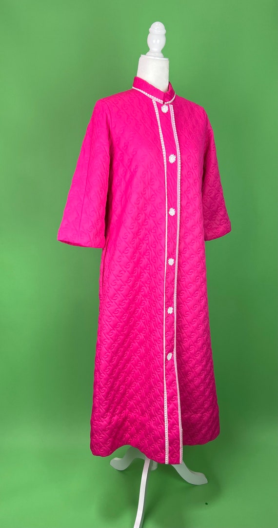 Vintage Bubblegum Pink Quilted Robe Dressing Gown - S… - Gem
