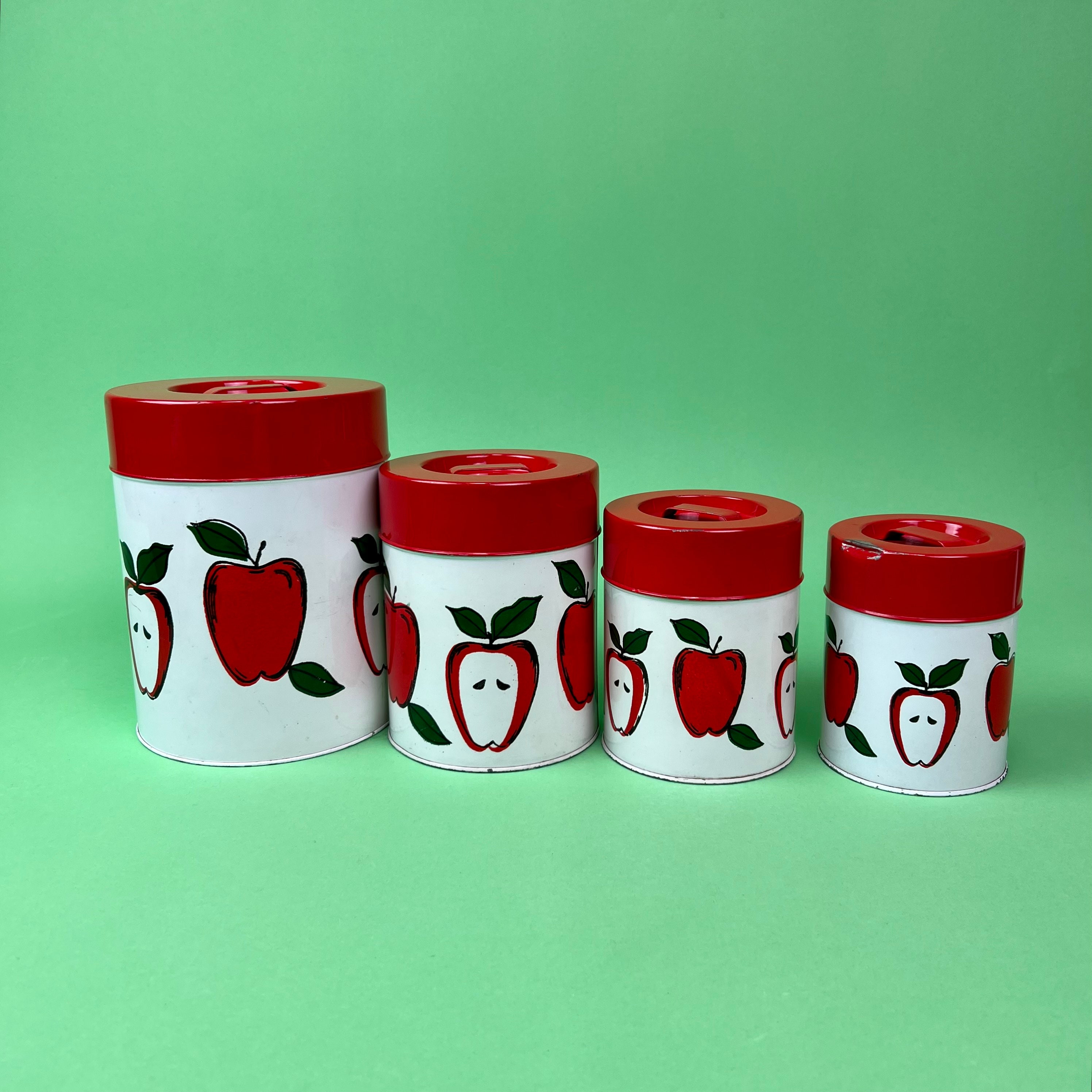 Vintage Apple Nesting Canisters Set of 4 Vintage Tin - Etsy