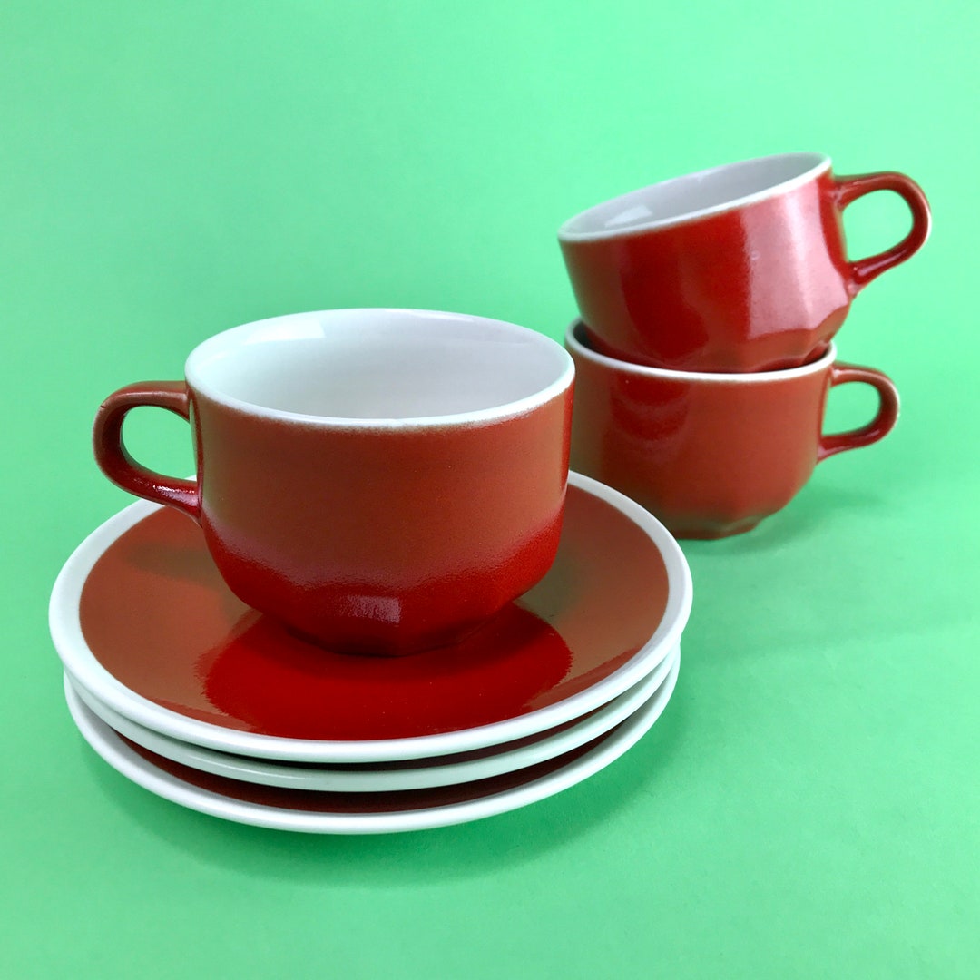 Vintage Vera Neumann for Mikasa Red Poppy Cups and Saucers - Set of 3 ...
