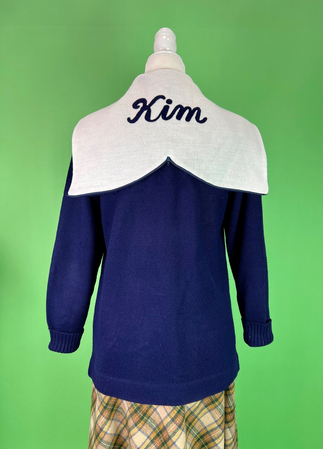 Vintage Blue and White Cheerleader Sweater With Split Hood - Size S/M ...
