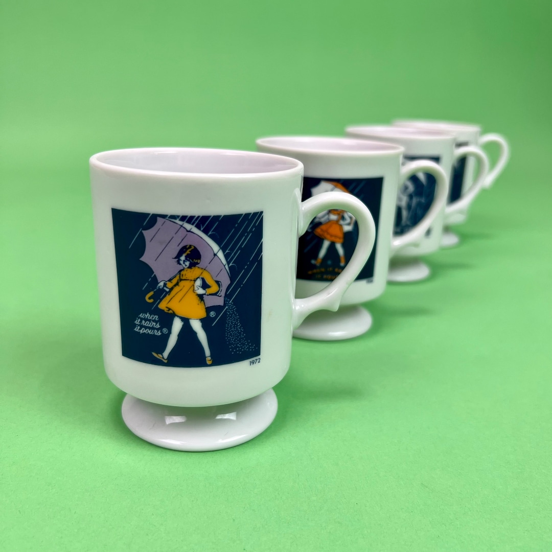 Vintage Morton Salt Girl Mugs - Set of 4 | When It Rains It Pours ...