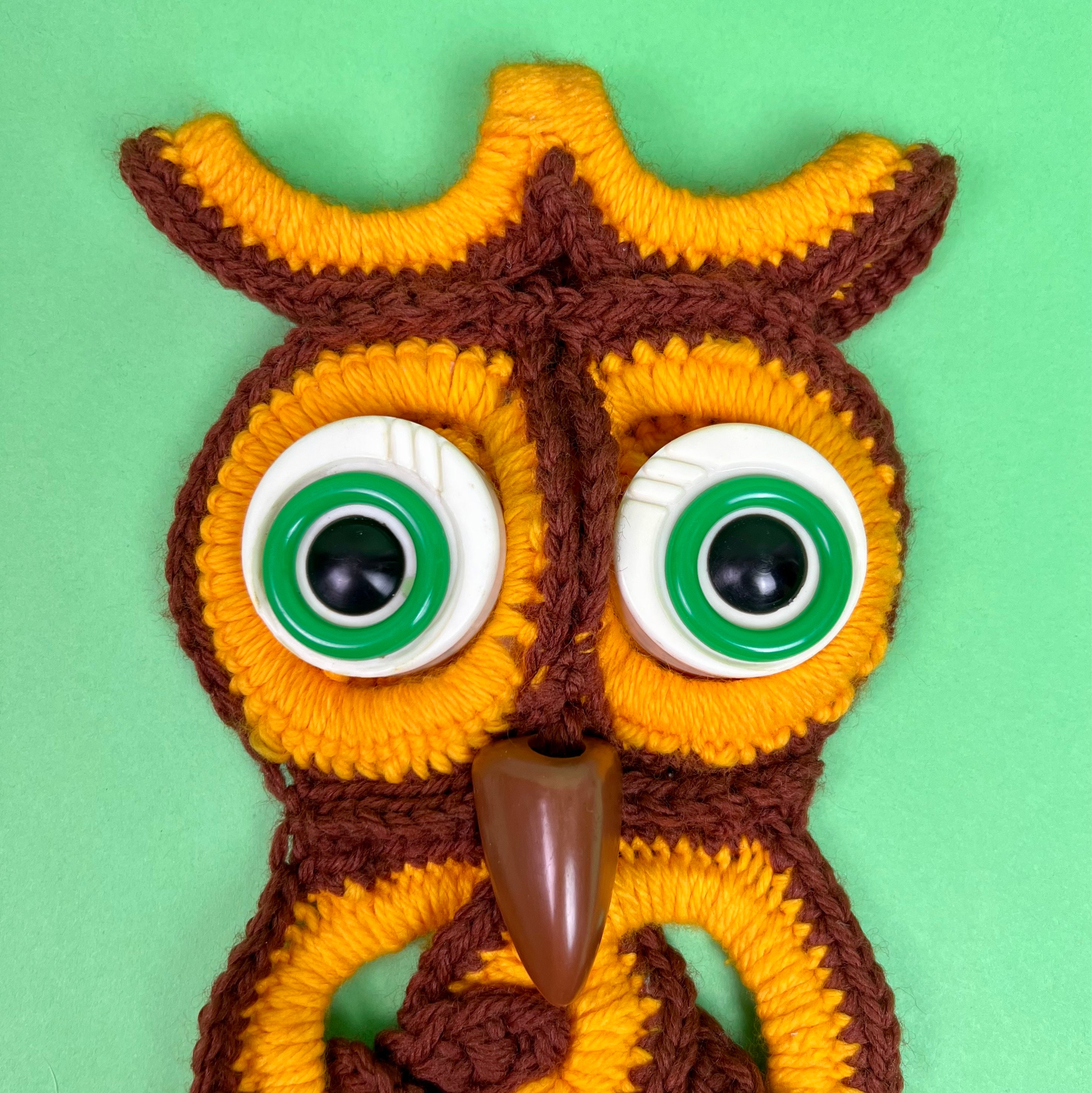 Vintage Crochet Owl Towel Holder Bathroom Kitsch Decor 70s Owl Decor ...