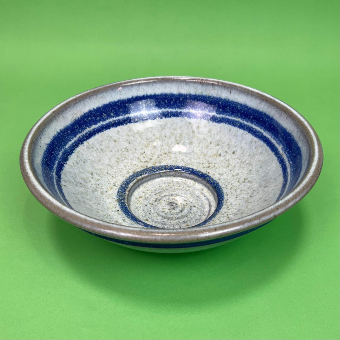 Large Vintage Gray and Blue Stoneware Fruit Bowl - 13 Inch | 90s ...