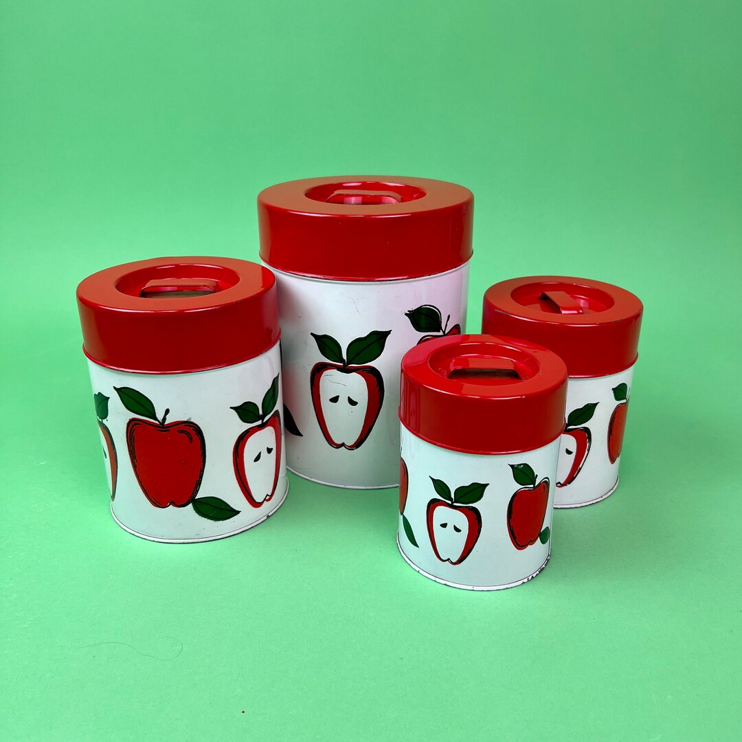 Vintage Apple Nesting Canisters Set of 4 Vintage Tin - Etsy