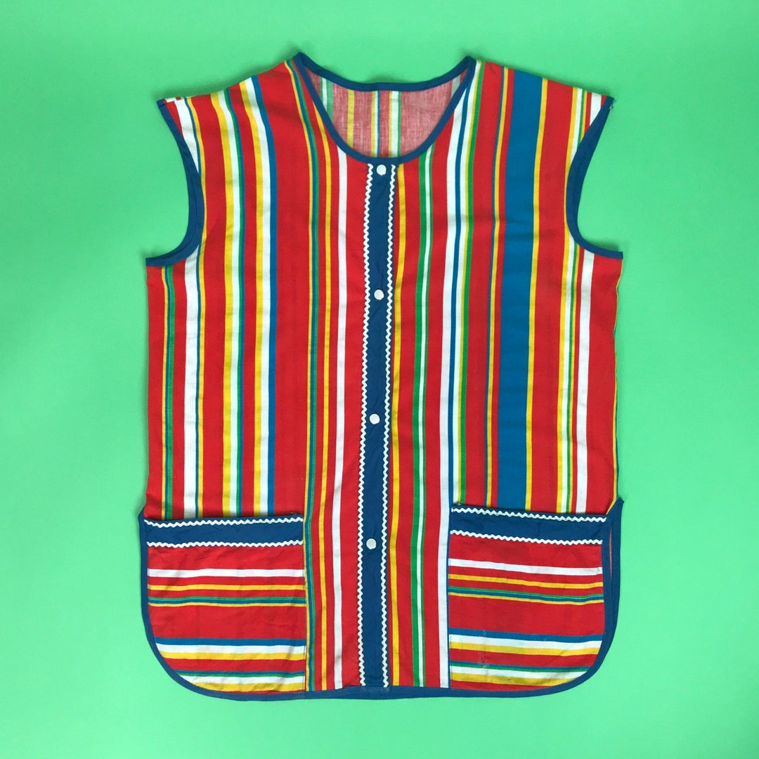 Vintage Rainbow Striped Smock With Pockets - Size Medium | Vintage ...