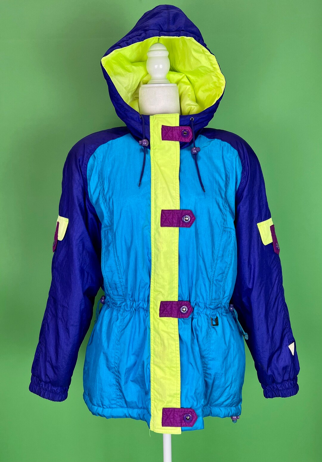 Vintage 80s/90s Fera Neon Blue Ski Jacket - Size M/L | 80s Snow Jacket ...