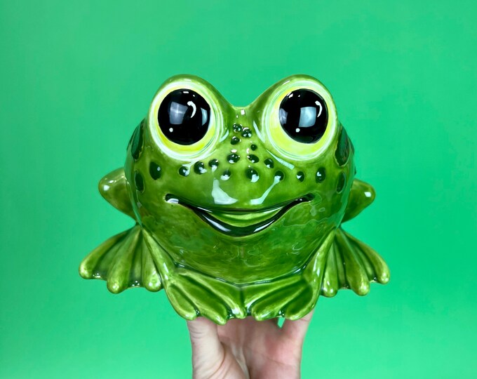 Vintage Green Frog Planter | Cute Cartoon Frog Planter ...