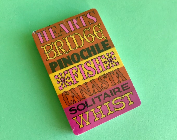 Vintage New Old Stock 70s Playing Cards Orange and Pink Playing Cards ...