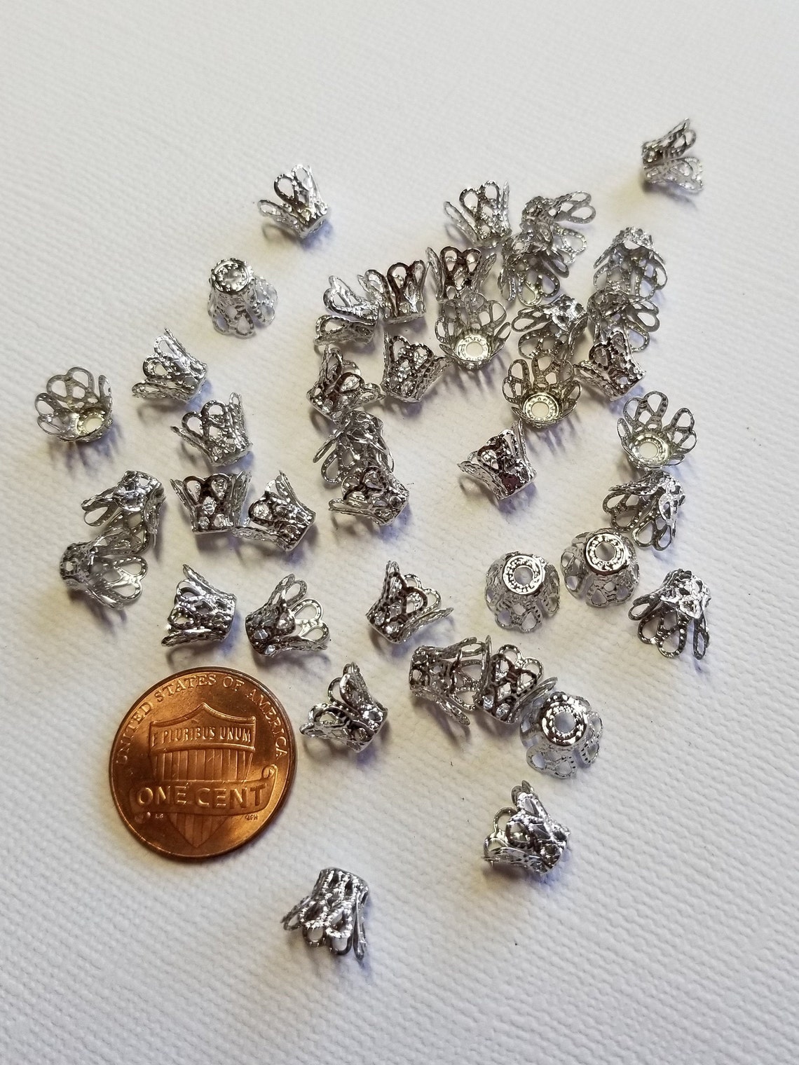 40pc Filigree Bead Caps Bright Silver Finish, 7x8mm Bead Caps BC373 - Etsy