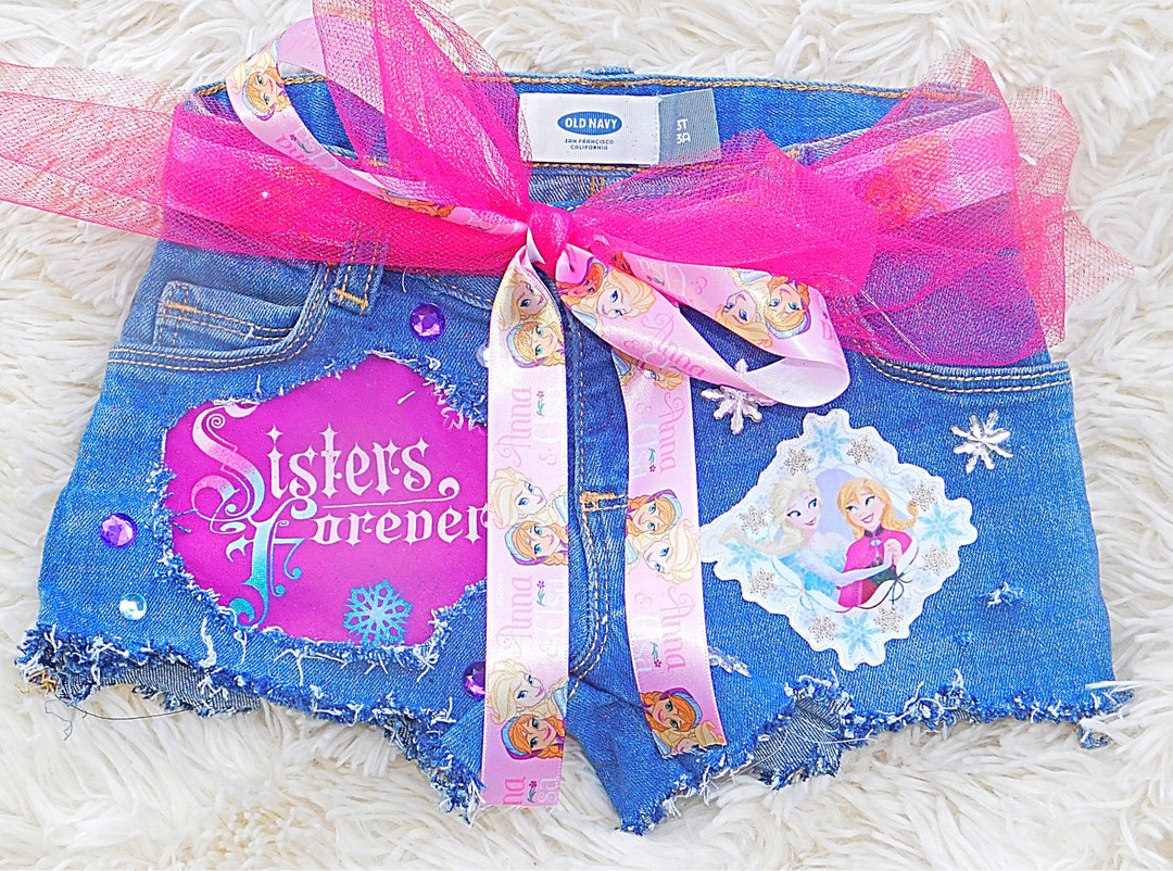 Elsa and Anna Shorts Frozen Jeans Ripped Shorts Disney Jeans Frozen ...