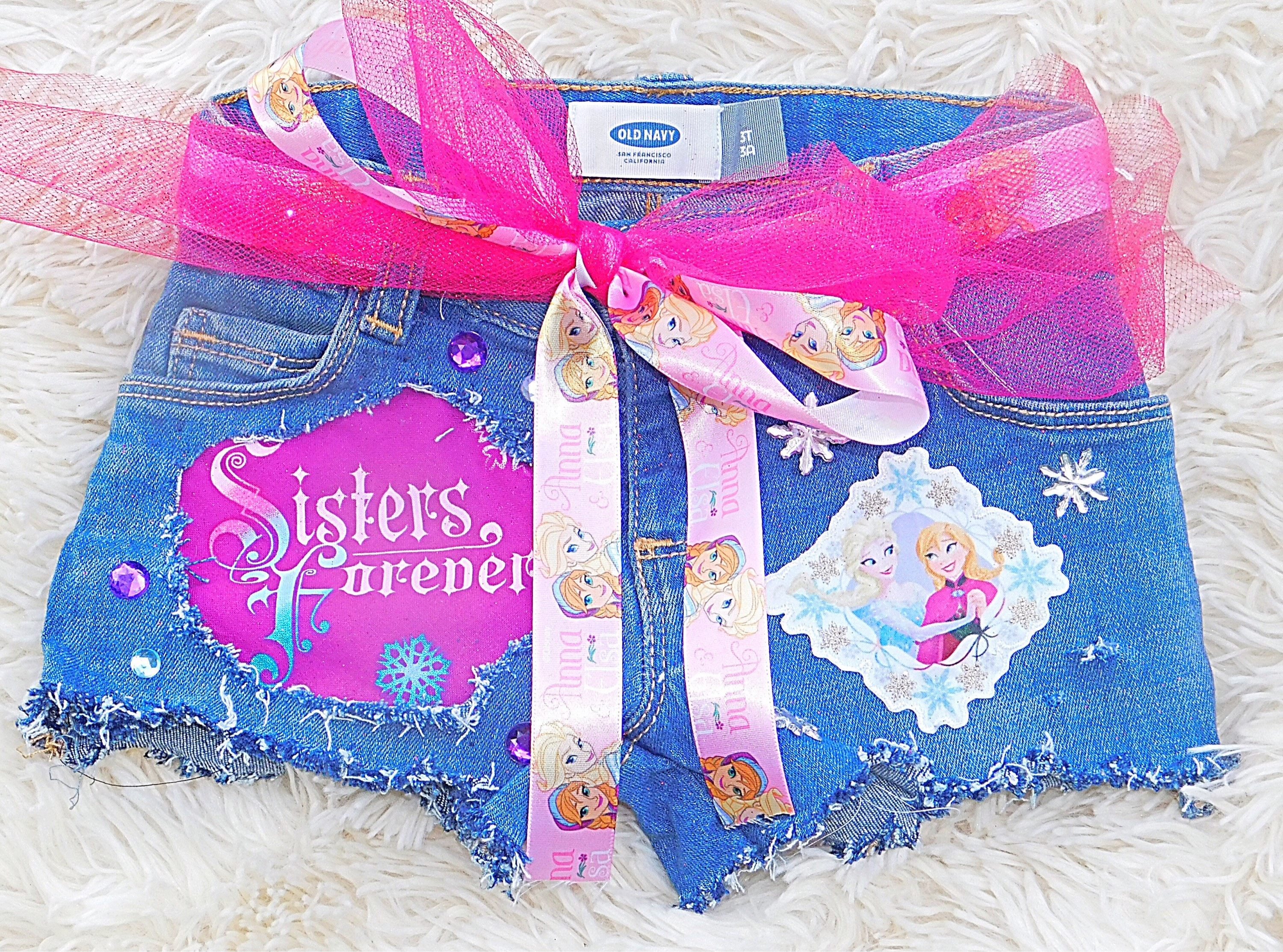 Elsa and Anna Shorts Frozen Jeans Ripped Shorts Disney Jeans Frozen ...