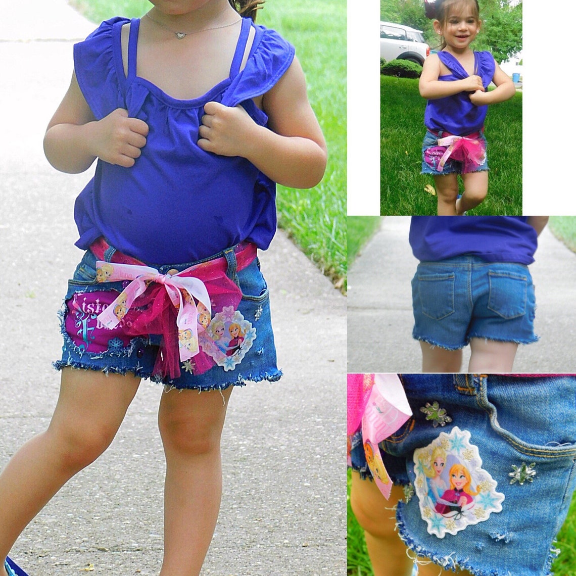 Elsa and Anna Shorts Frozen Jeans Ripped Shorts Disney Jeans | Etsy