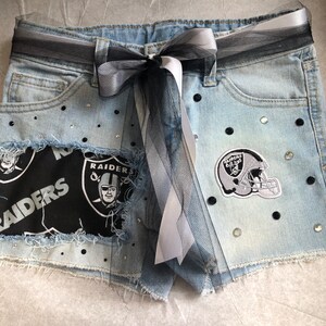 Football Girls Embellished Sports Jeans Shorts Team Eagles Distressed ...