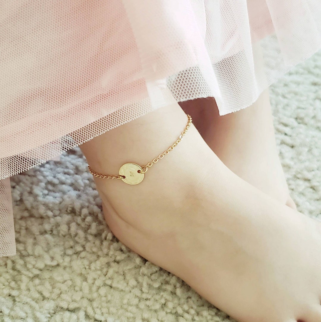 Custom Little Girls Anklet, Personalized Kids Gift Ideas, Gold Anklet ...