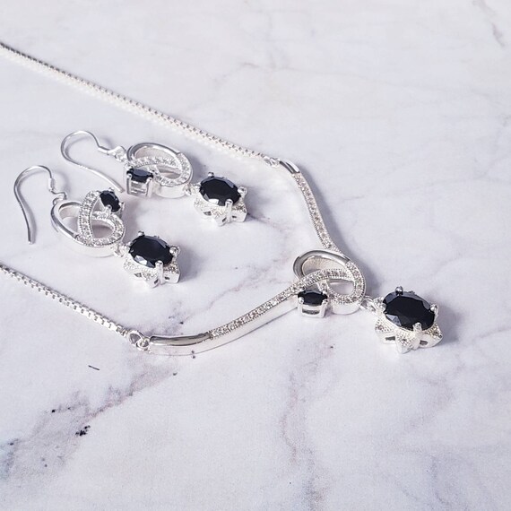 Black Jade in Knot Design With Diamond Simulant Crystals in - Etsy