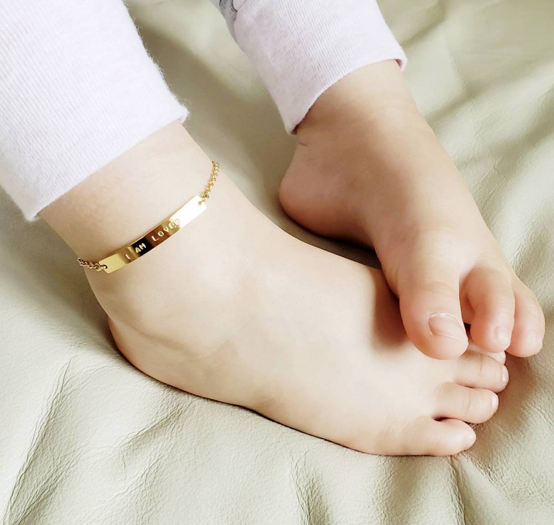 Custom Little Girls Anklet, Personalized Kids Gift Ideas, Gold Anklet ...