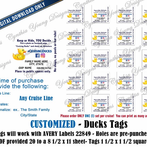 Customized Cruising Duck Tags: Princess Cruise Line - Etsy