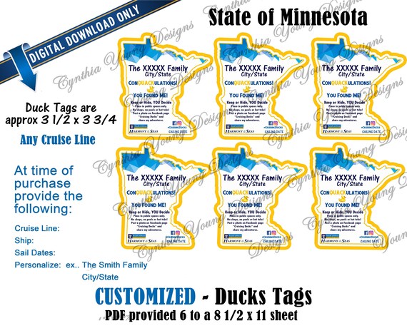 Minnesota Shaped Duck Tags Customized With YOUR Personal | Etsy