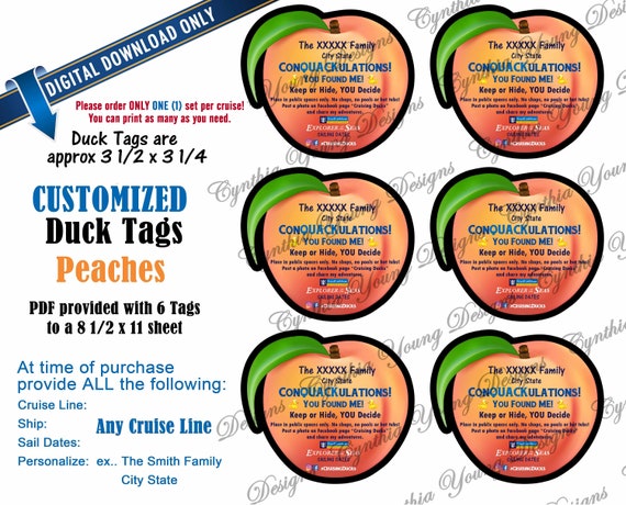 Georgia Peach Duck Tags Customized With YOUR Personal Info - Etsy