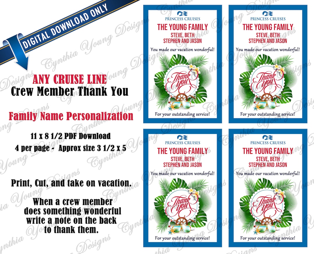 Cruise Line Crew Member Thank You | Any Cruise Line | Cruise Thank You ...