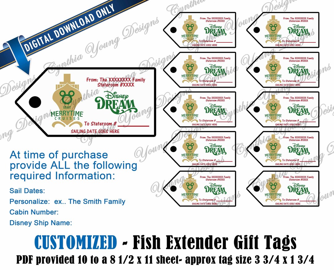 Fish Extender Gift Tags Customized With YOUR Personal Information ...