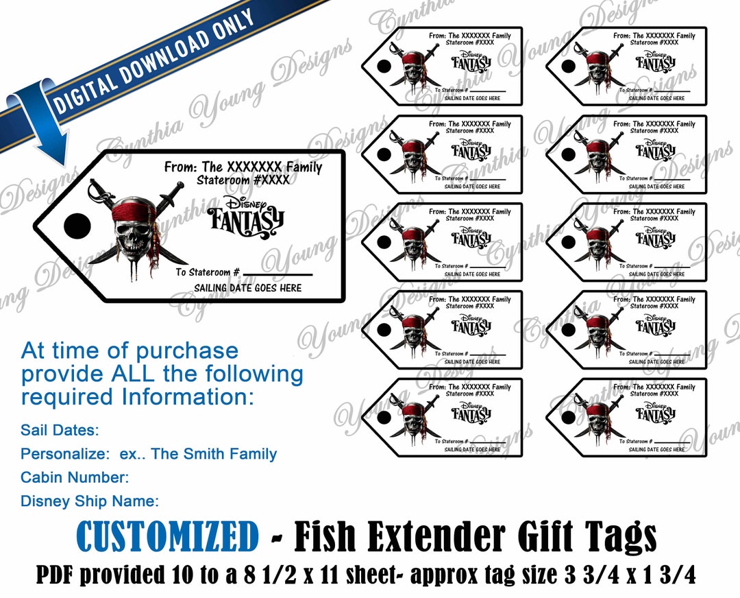 Fish Extender Gift Tags Customized With YOUR Personal Information ...