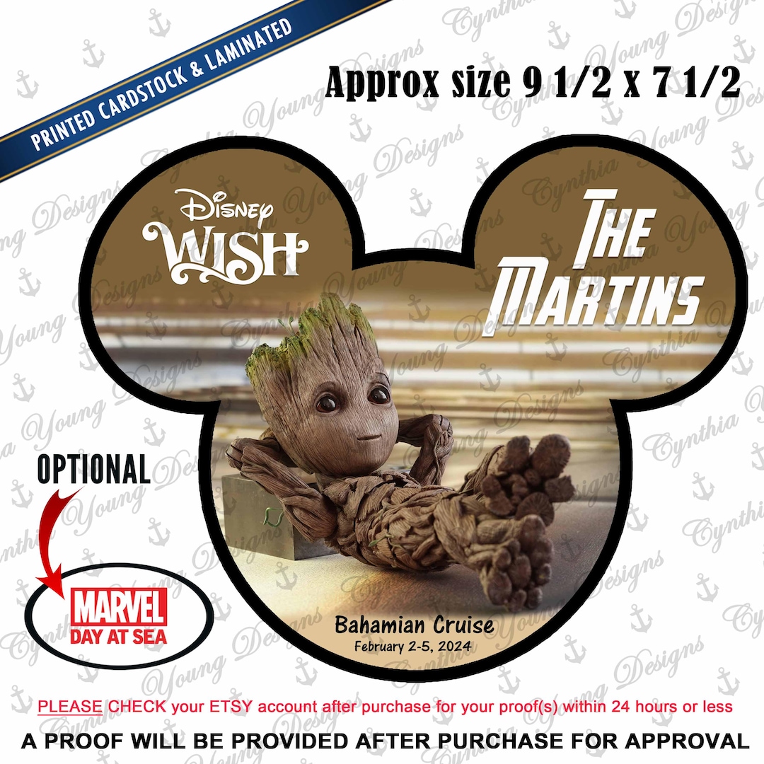 Cruise Door Magnet | Stateroom Door Mickey Ears | Marvel Groot | Marvel ...