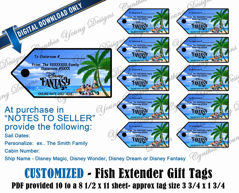 Fish Extender Gift Tags Customized With YOUR Personal | Etsy