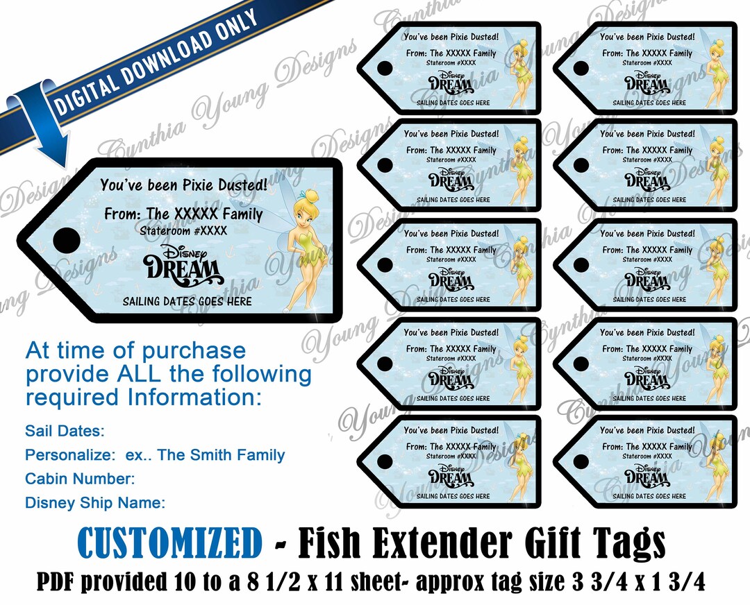 Fish Extender Gift Tags Customized With YOUR Personal Information Not ...