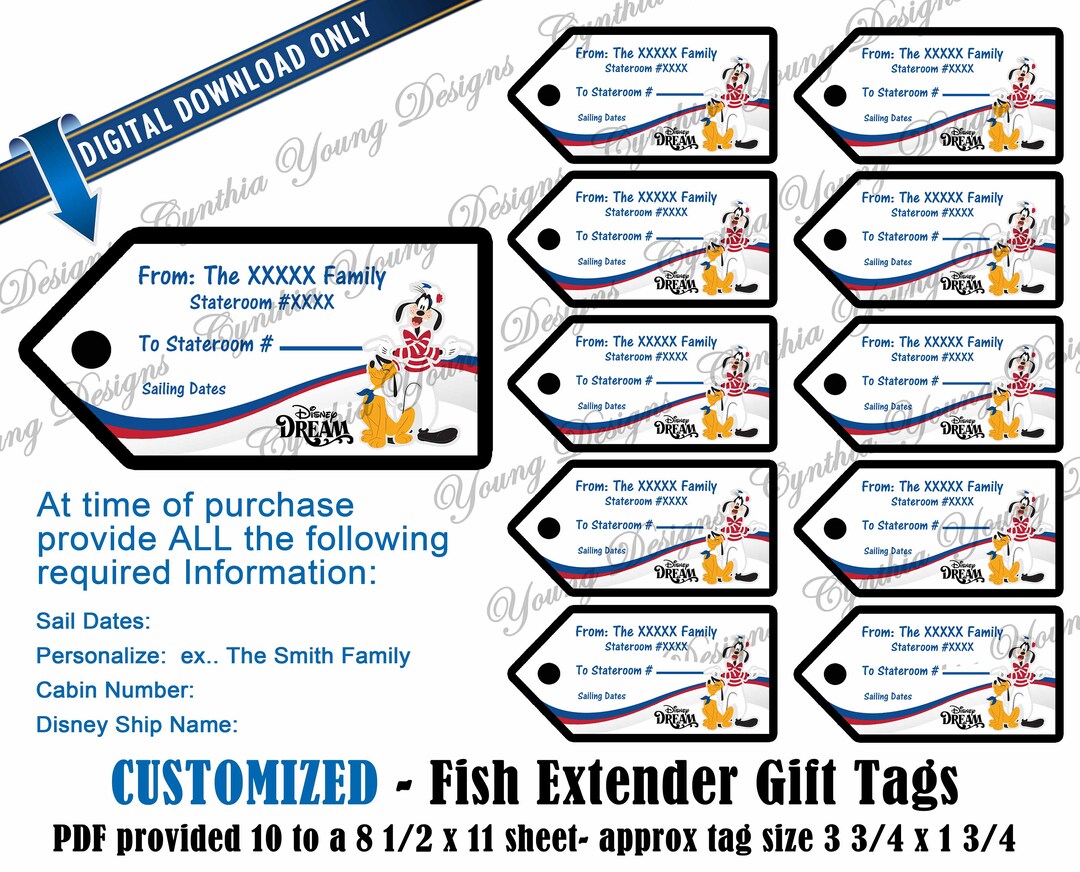 Fish Extender Gift Tags Customized With YOUR Personal Information Not ...
