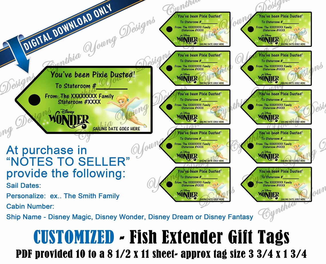 Fish Extender Gift Tags Customized With YOUR Personal | Etsy