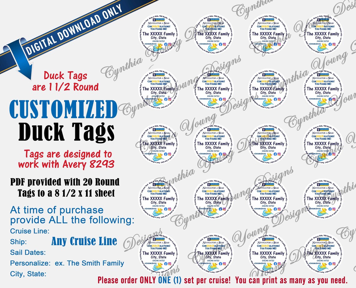 Duck Tags Round Tags Customized With YOUR Personal - Etsy