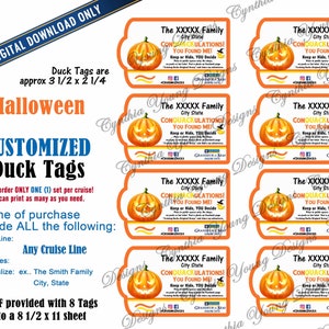 Halloween Duck Tags| Customized With YOUR Personal Info| RCL NCL ...