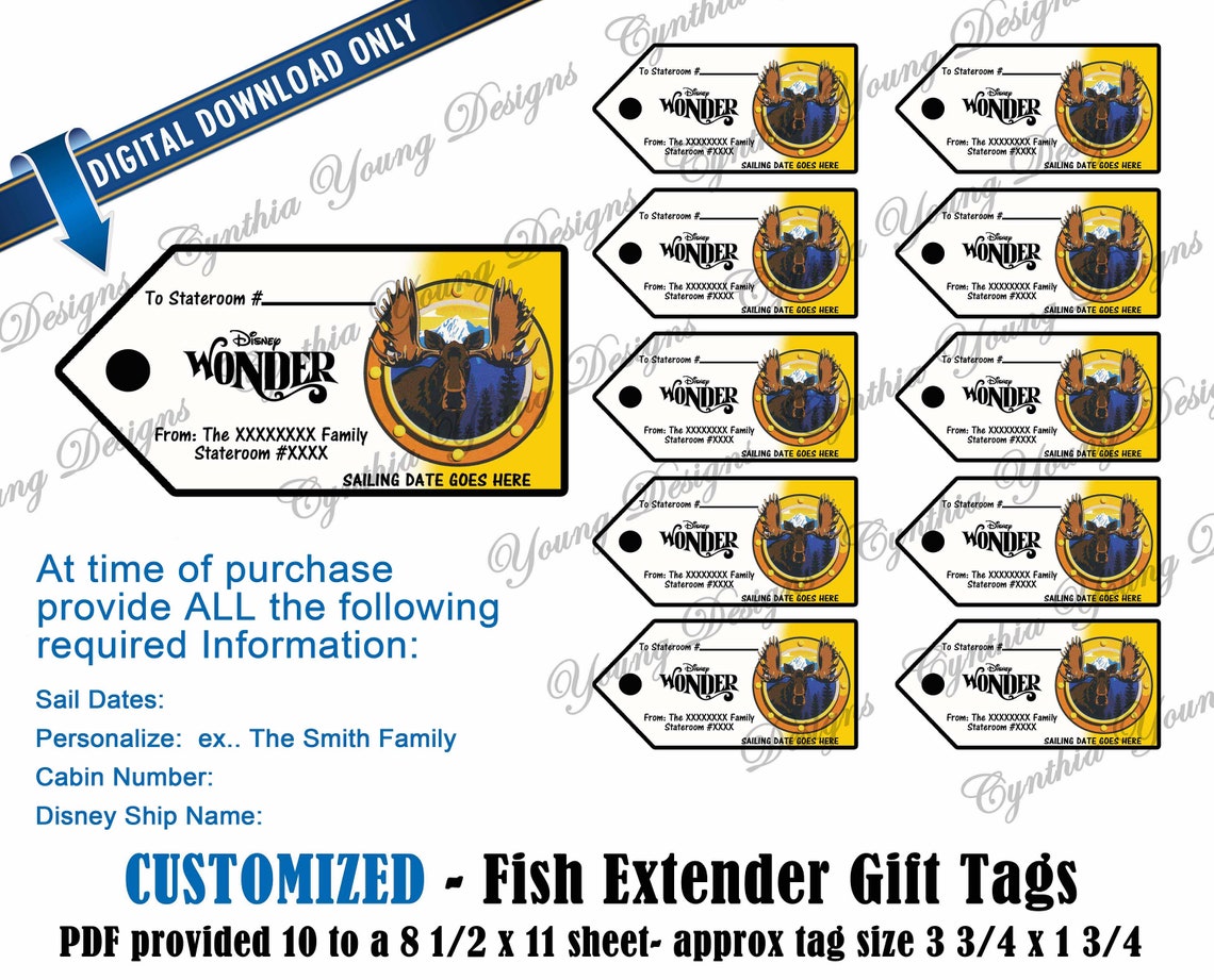 Fish Extender Gift Tags Customized With YOUR Personal - Etsy