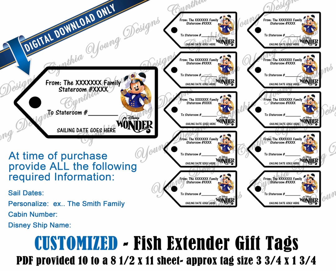 Fish Extender Gift Tags Customized With YOUR Personal Information Not ...