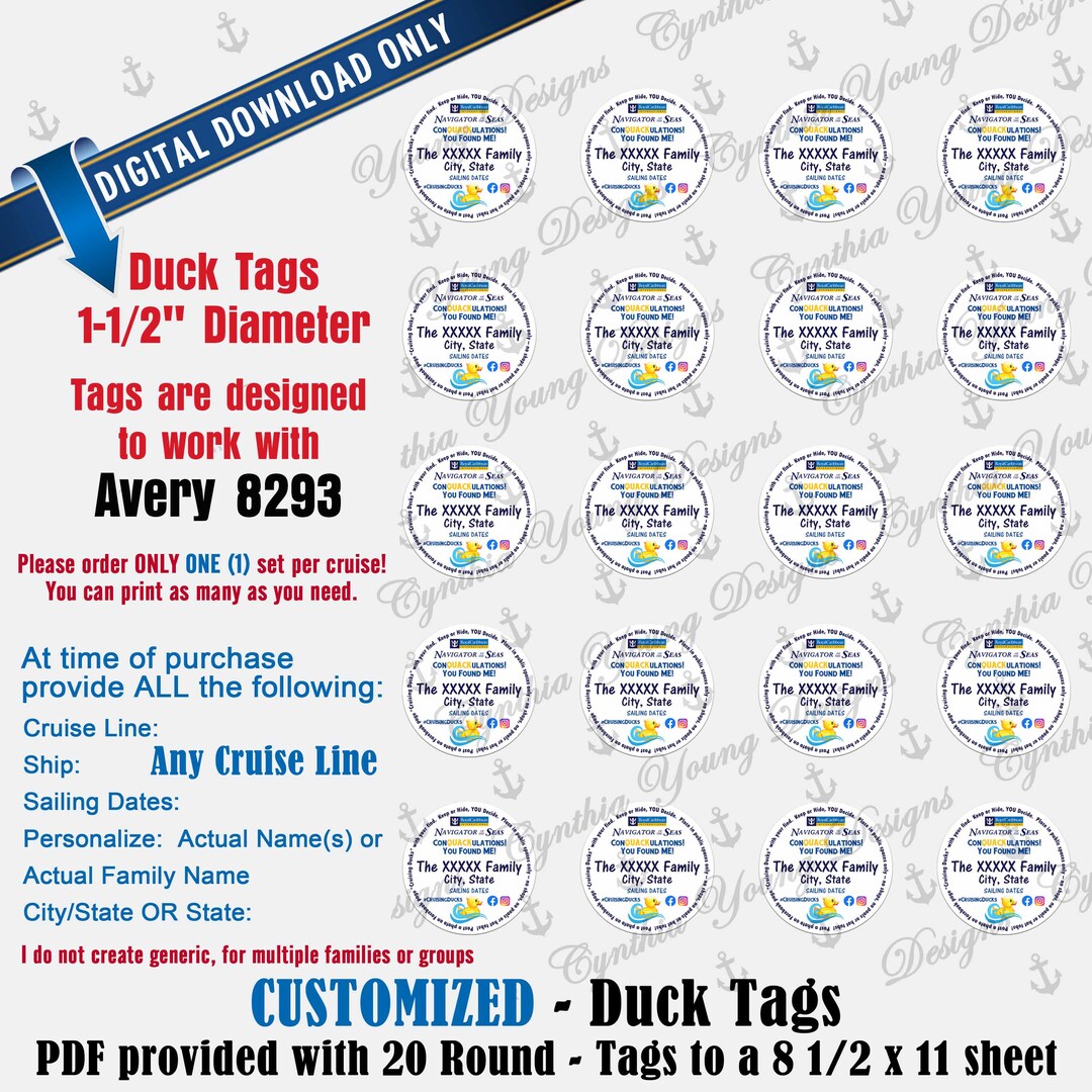 Duck Tags Round Tags | Customized With YOUR Personal Information| Not ...