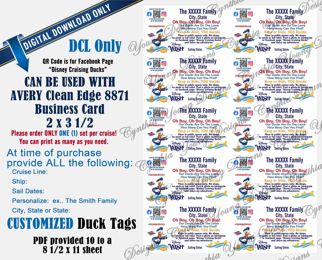 Duck Tags Personalized W/your Personal Info DCL Duck Tags Not an ...