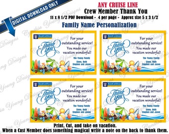 Cruise Line Crew Member Thank You | Any Cruise Line | Cruise Thank You ...
