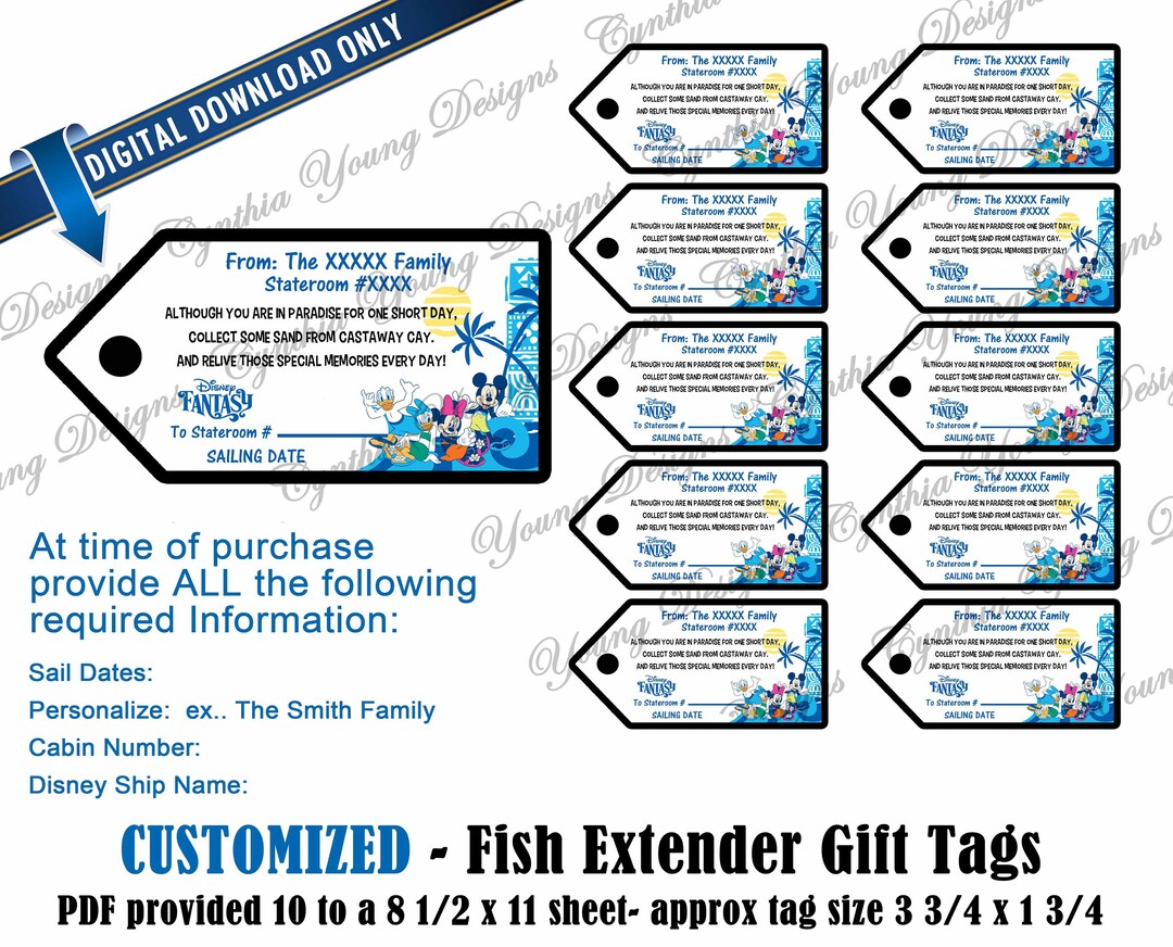 Fish Extender Gift Tags Customized With YOUR Personal Information Not ...
