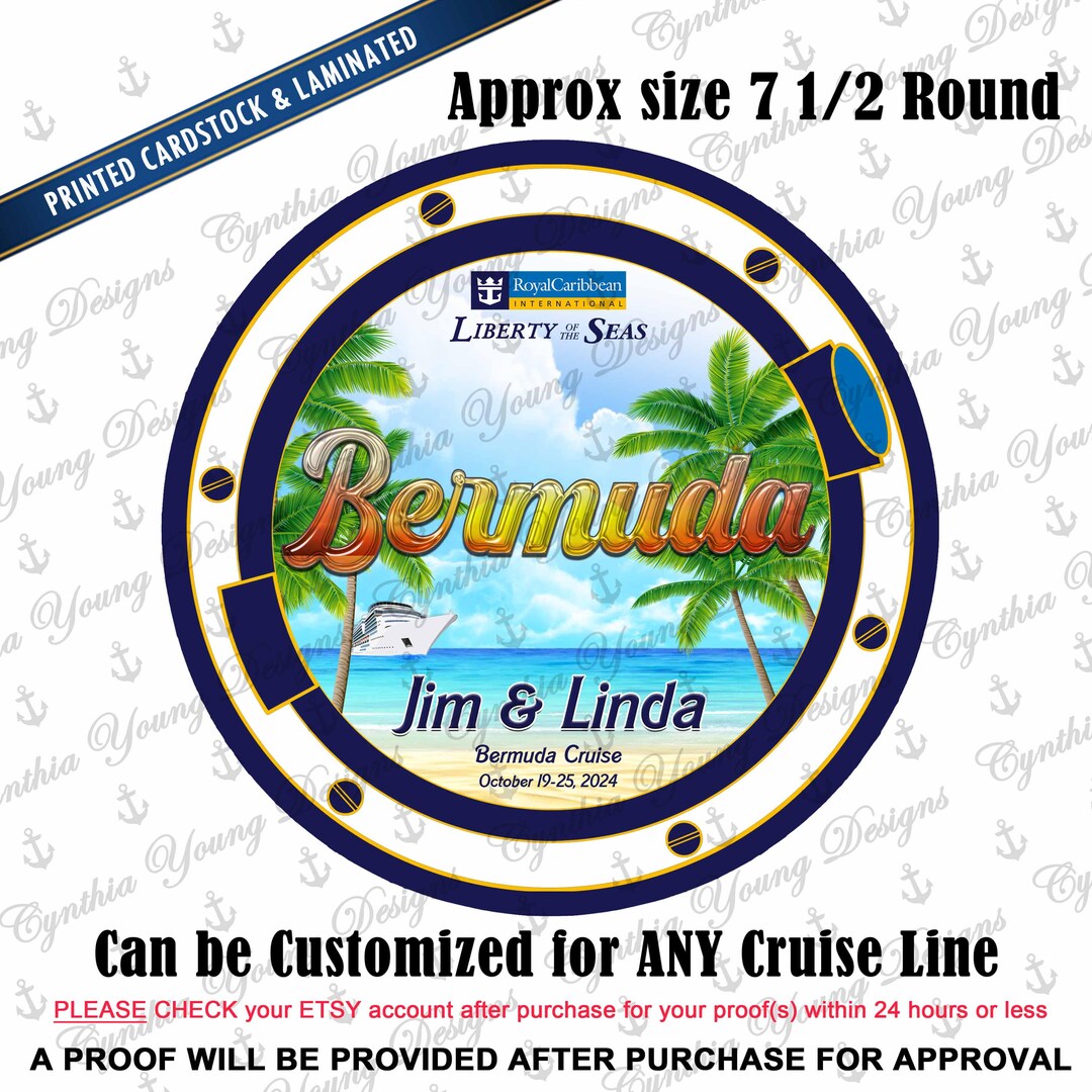 Cruise Door Magnet | Porthole Stateroom Cabin Door Magnet | Bermuda ...