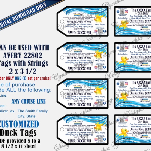 Princess Duck Tags Customized With YOUR Personal Information - Etsy