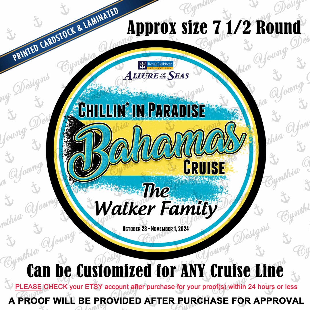 Round Stateroom Cruise Door Magnet | Chillin' in Paradise Bahamas ...