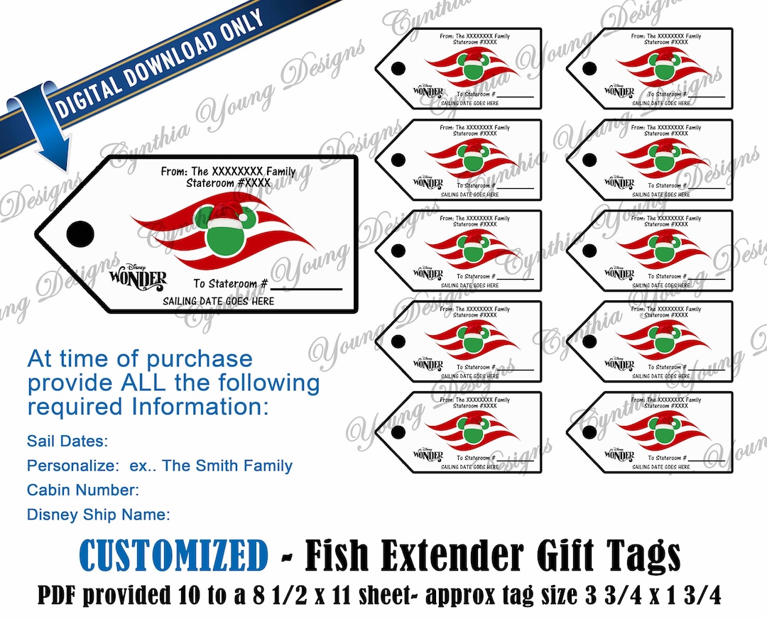 Fish Extender Gift Tags Customized With YOUR Personal Information ...
