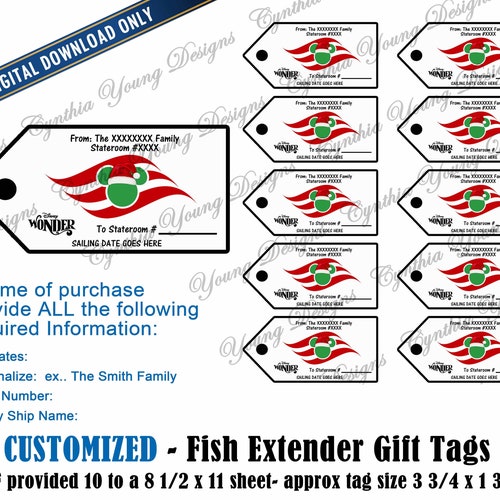 Fish Extender Gift Tags Customized With YOUR Personal - Etsy